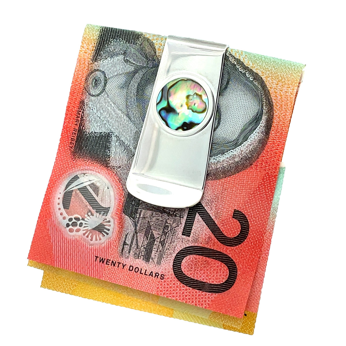 Stainless Steel Abalone Shell Money Clip
